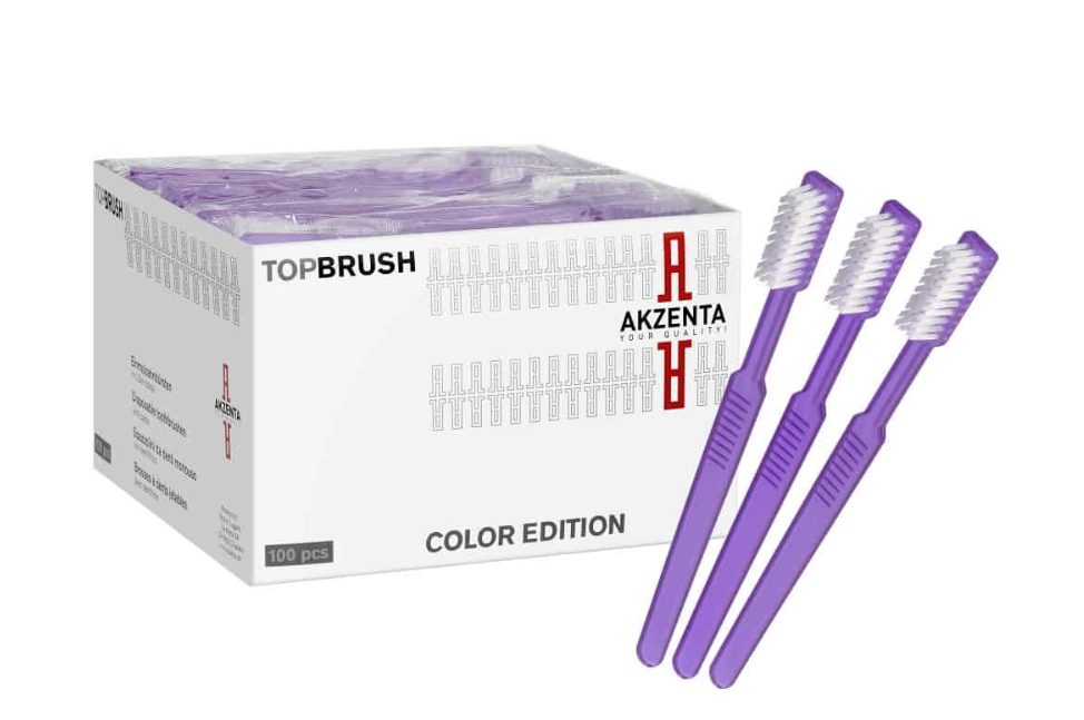Colorline Top Brush engångstandborste m. kräm lila, 100 st Gama