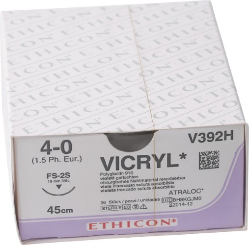 Sutur Vicryl V-392H 4/0 nål FS-2S 45 cm, 36 st Gama