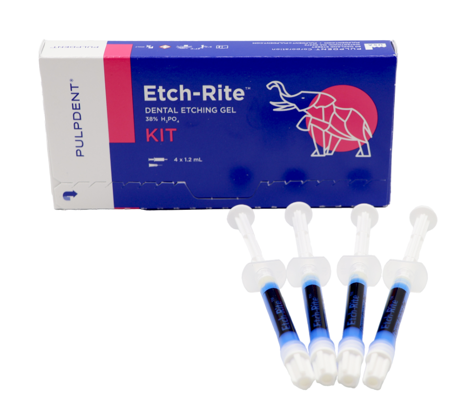 Etch-Rite etsgel 38 % blå, 4x1,2 ml i sprutor + spetsar Gama