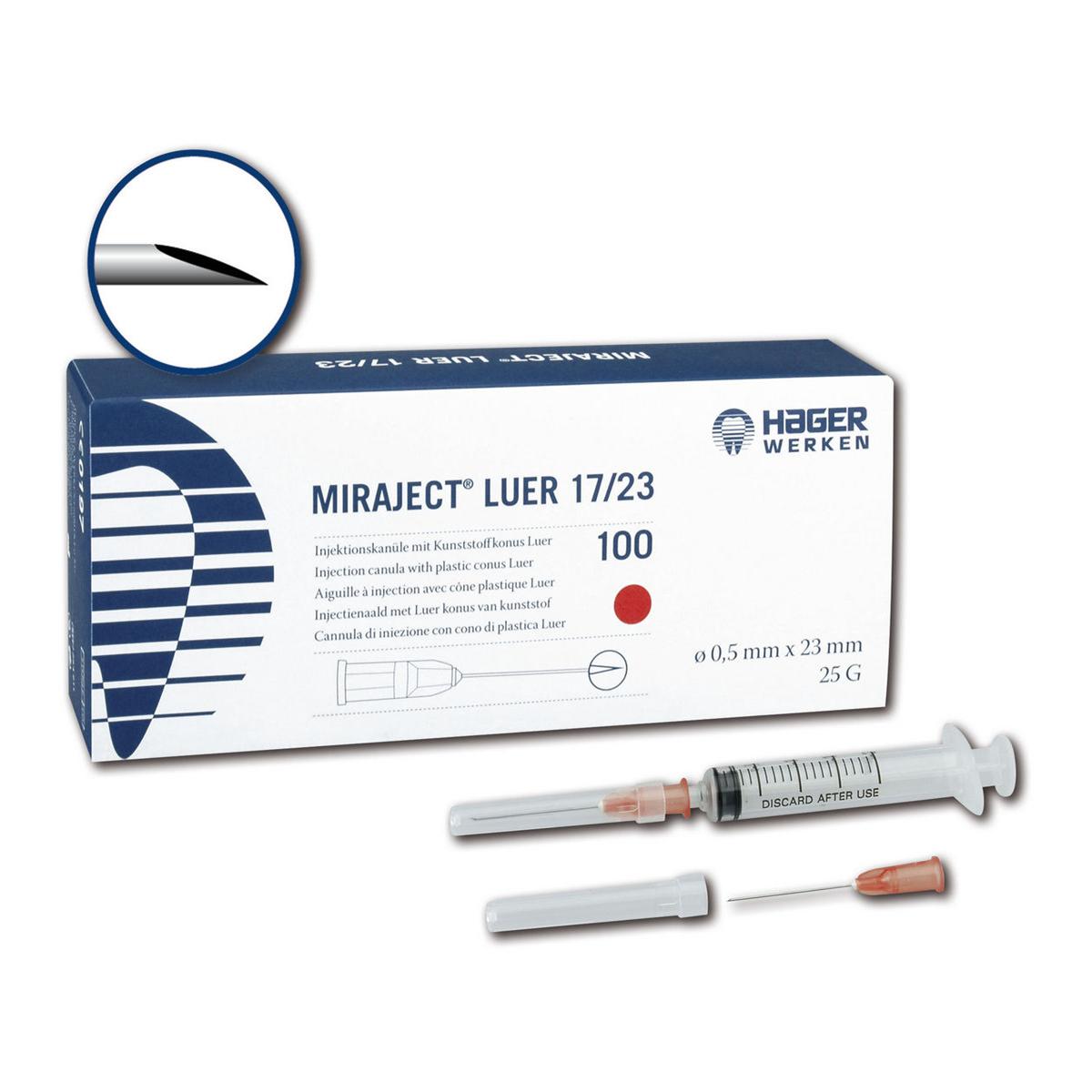 Miraject Luer 17/23 injektionskanyl 25 G, 0,5 x 23 mm Orange Gama